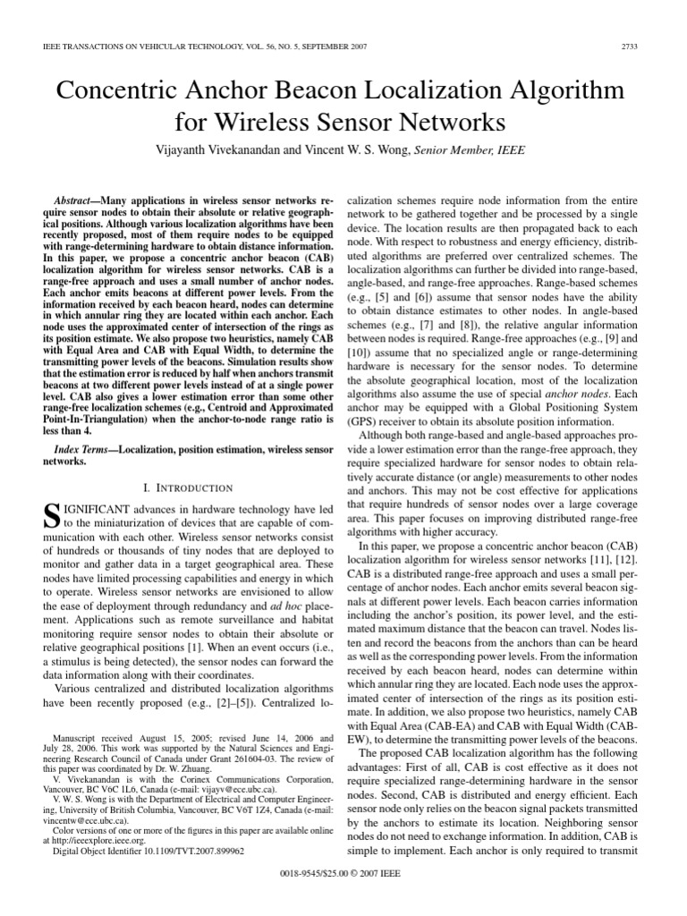 Concentric Anchor Beacon Localization Algorithm For Wireless Sensor Networks | Download Free PDF ...