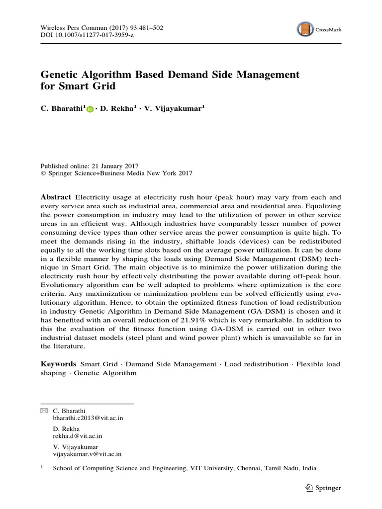 Genetic Algorithm Based Demand Side Management For Smart Grid | Download Free PDF | Smart Grid ...