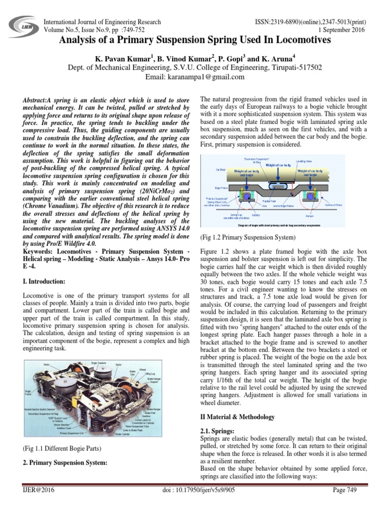 Analysis of A Primary Suspension Spring Used in Locomotives | PDF ...