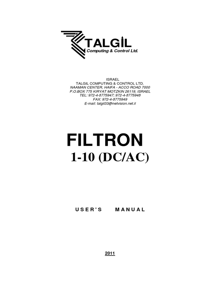 Filtron 1-10 User Manual Guide | PDF | Vacuum Tube | Alternating Current