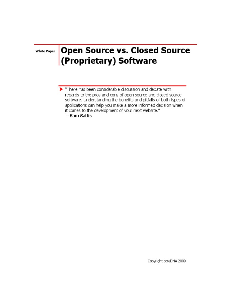 Open Source vs. Closed Source (Proprietary) Software: White Paper | PDF | Open Source ...