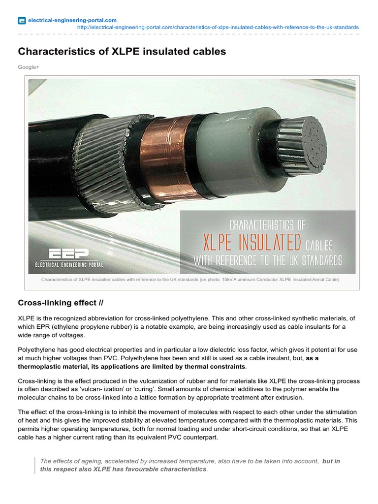 XLPE Insulated Cables Overview | PDF | Cross Link | Insulator (Electricity)