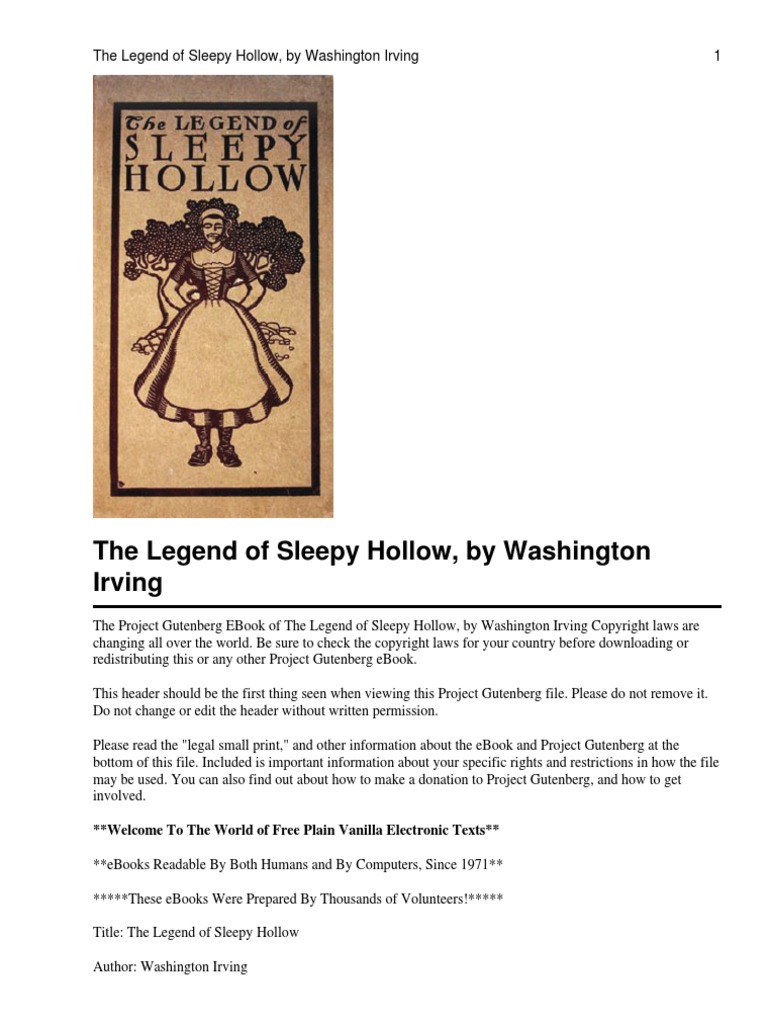 The Legend of Sleepy Hollow | PDF | Project Gutenberg | The Legend Of ...