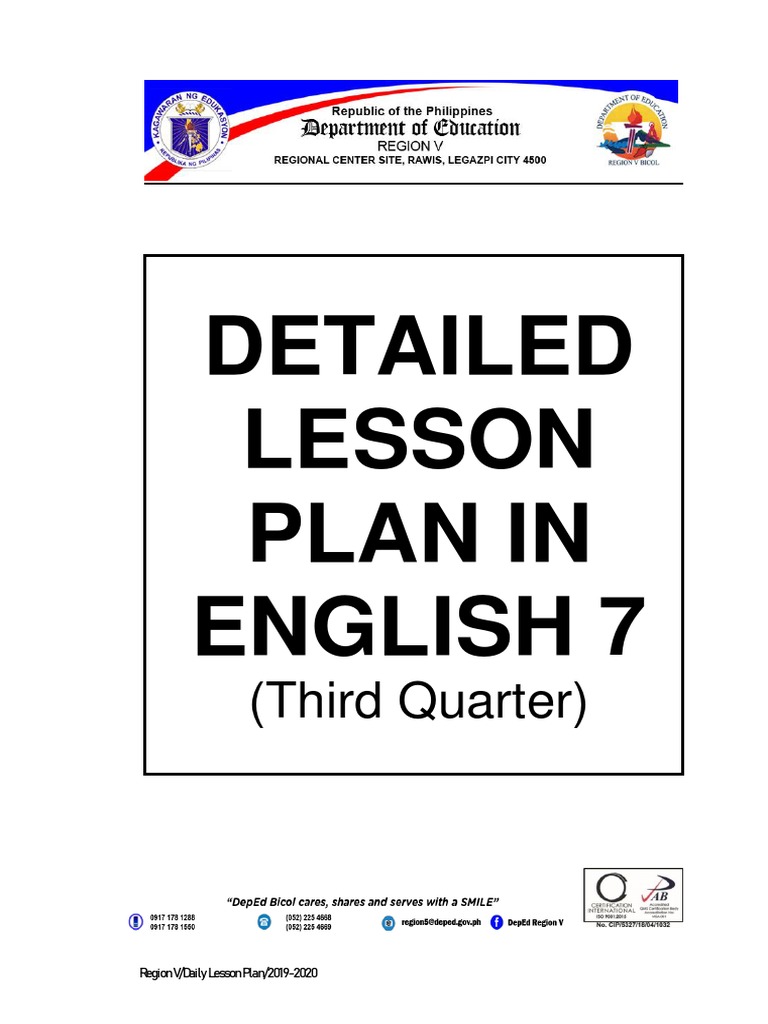 GRADE 7-3rd Quarter DLP in English Final PDF | PDF | Lesson Plan | Question
