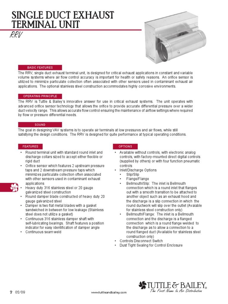 Single Duct Exhaust Terminal Unit: Basic Features | PDF | Duct (Flow ...