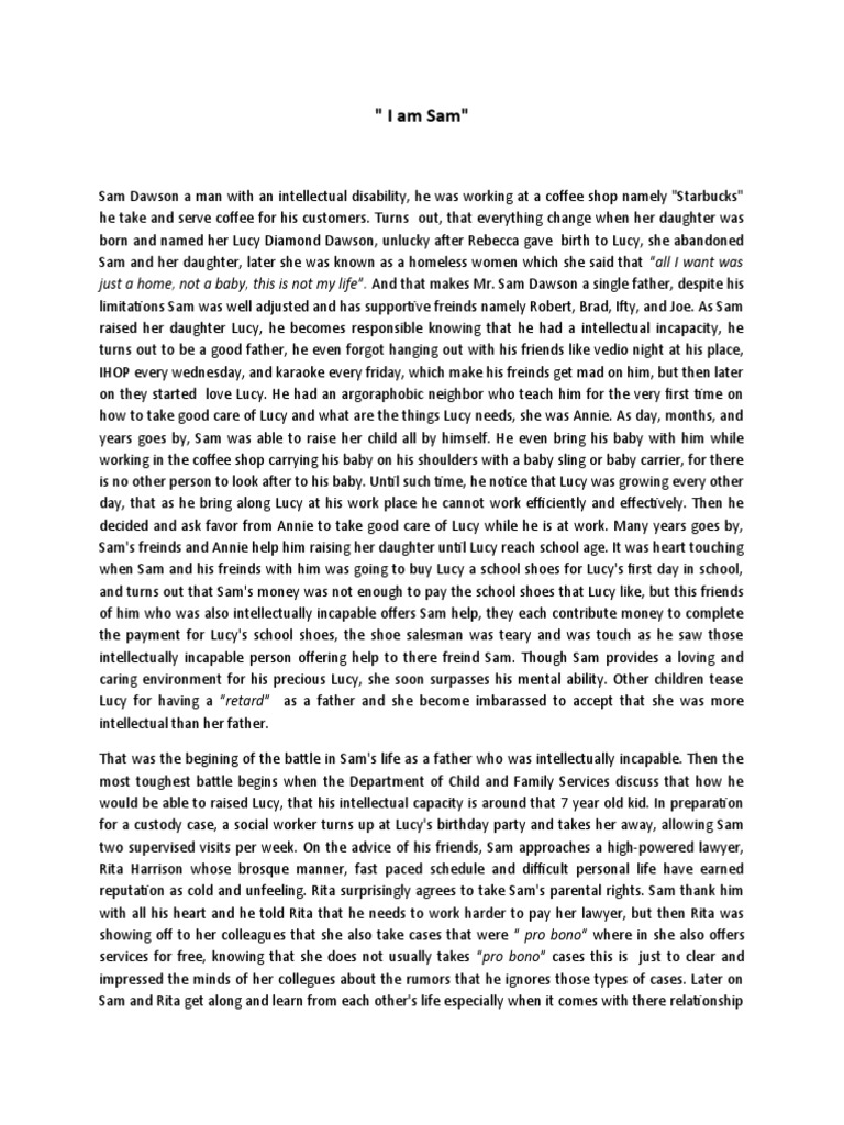 " I Am Sam": Just A Home, Not A Baby, This Is Not My Life". and That ...