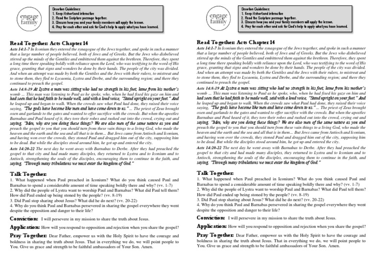 Read Together: Acts Chapter 14 Read Together: Acts Chapter 14 | PDF ...