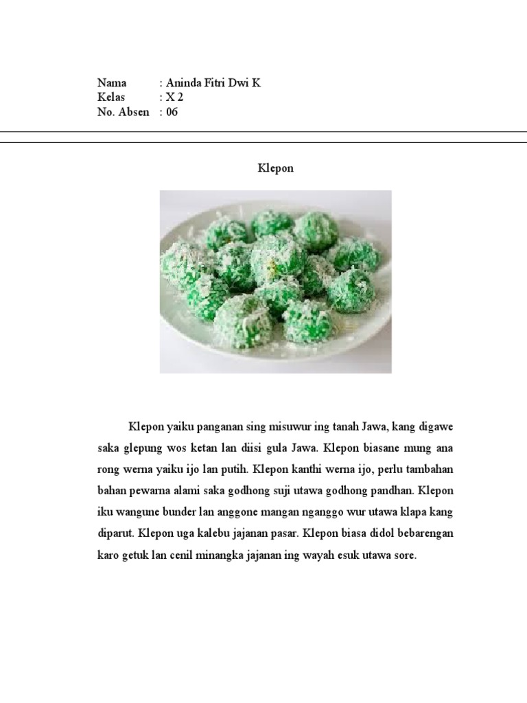 Panganan Tradisional B.jawa | PDF