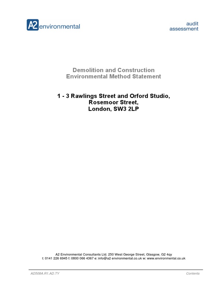 Demolition and Construction Environmental Method Statement | PDF ...