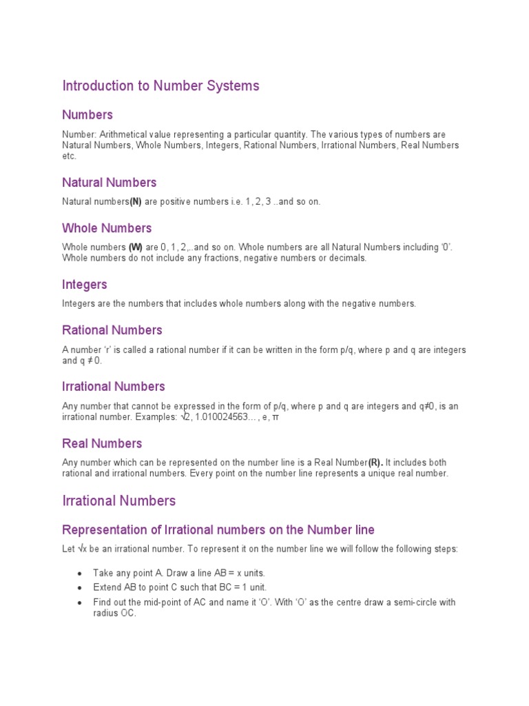 Introduction To Number Systems | Download Free PDF | Numbers | Integer