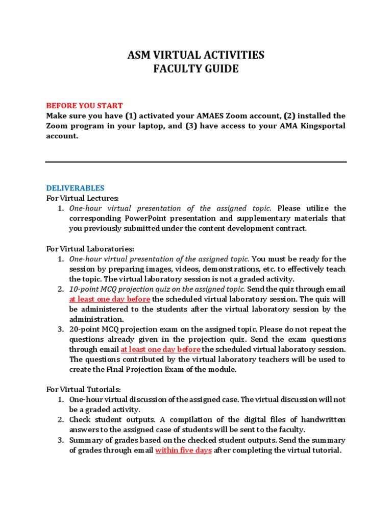ASM Virtual Activities Faculty Guide | PDF | Test (Assessment) | Computing