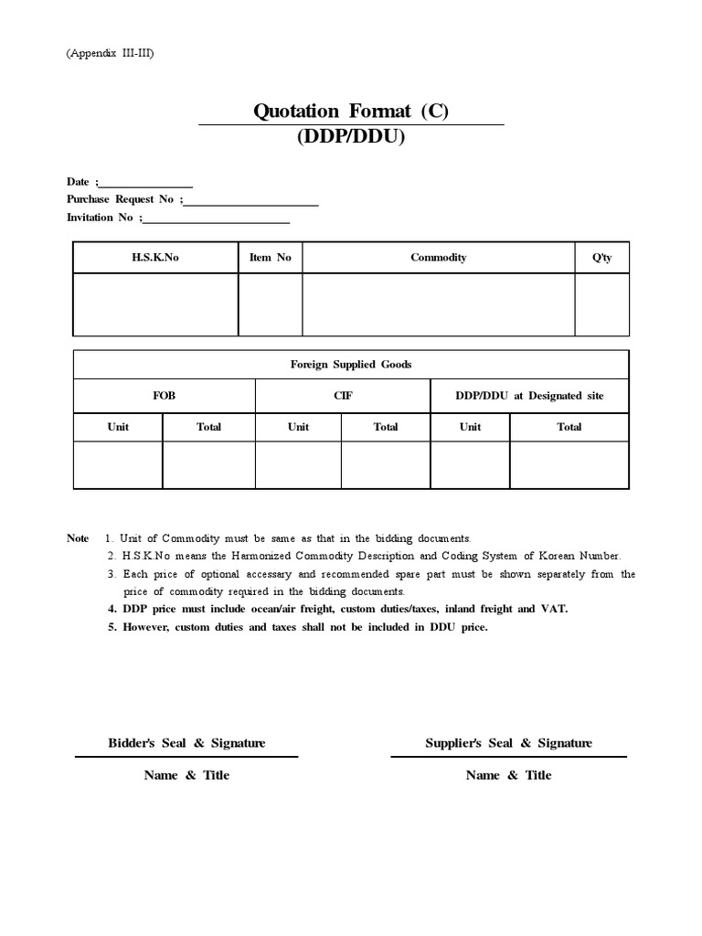Appendix3 3 (Quotation DDP) 1 | PDF