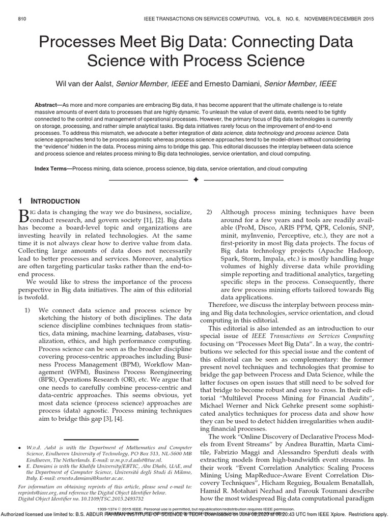 Processes Meet Big Data Connecting Data Science With Process Science ...