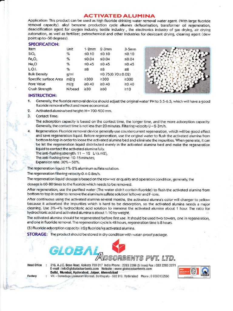 Activated Alumina | PDF | Chemical Substances | Materials