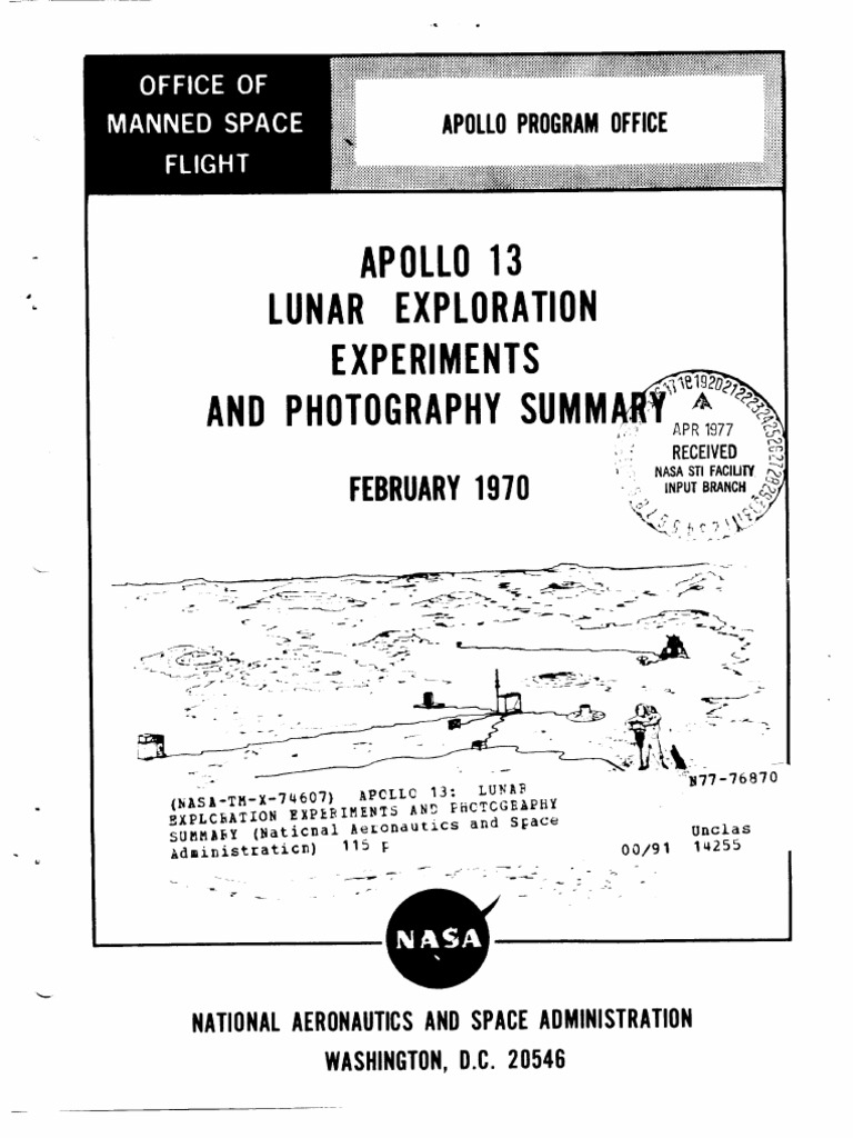 Apollo 13 Lunar Exploration Experiments and Photography Summary | PDF ...