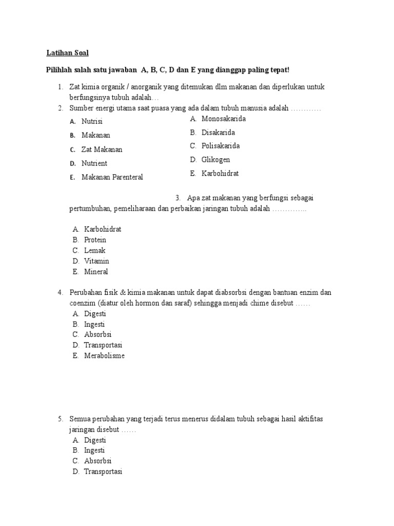 1834 Latihan+Soal+E-Learning+KD+1 | PDF | Kesehatan Holistik