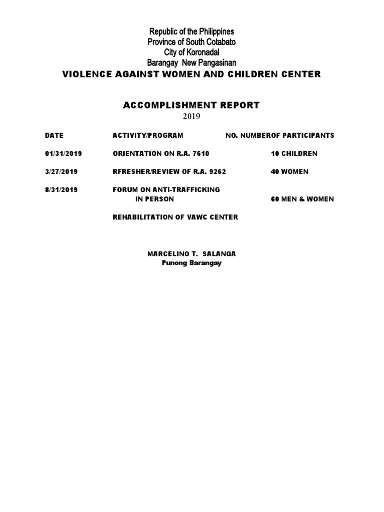 VAWC Center 2019 Report | PDF