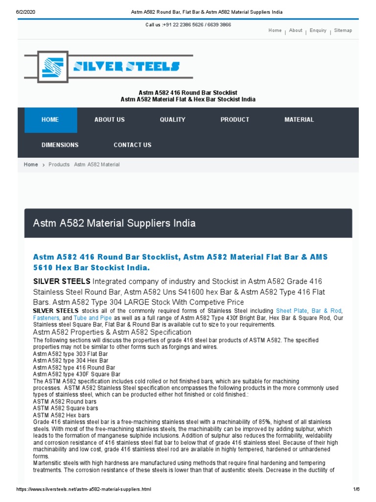 Astm A582 Round Bar, Flat Bar & Astm A582 Material Suppliers India ...