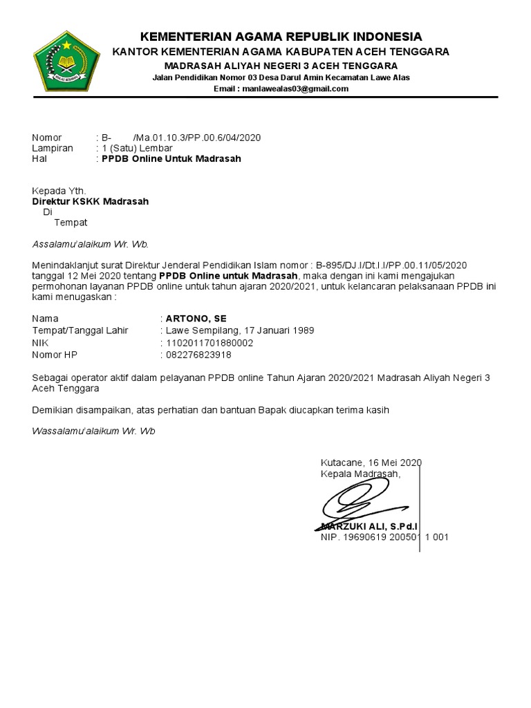 Surat Tugas PPDB | PDF