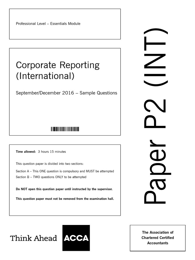 Corporate Reporting (International) : September/December 2016 - Sample ...