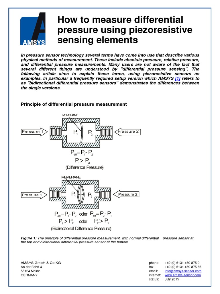 How To Measure Differential Pressure Using Piezoresistive Sensing ...