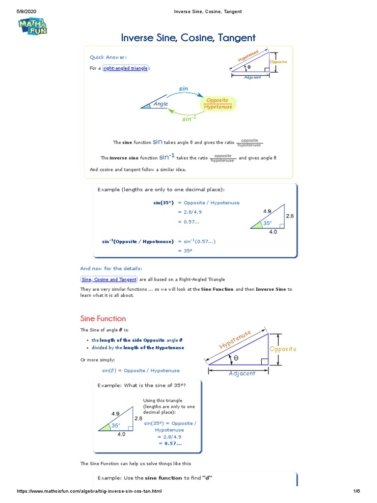 Inverse Sin, Cos, Tan | PDF | Sine | Trigonometric Functions