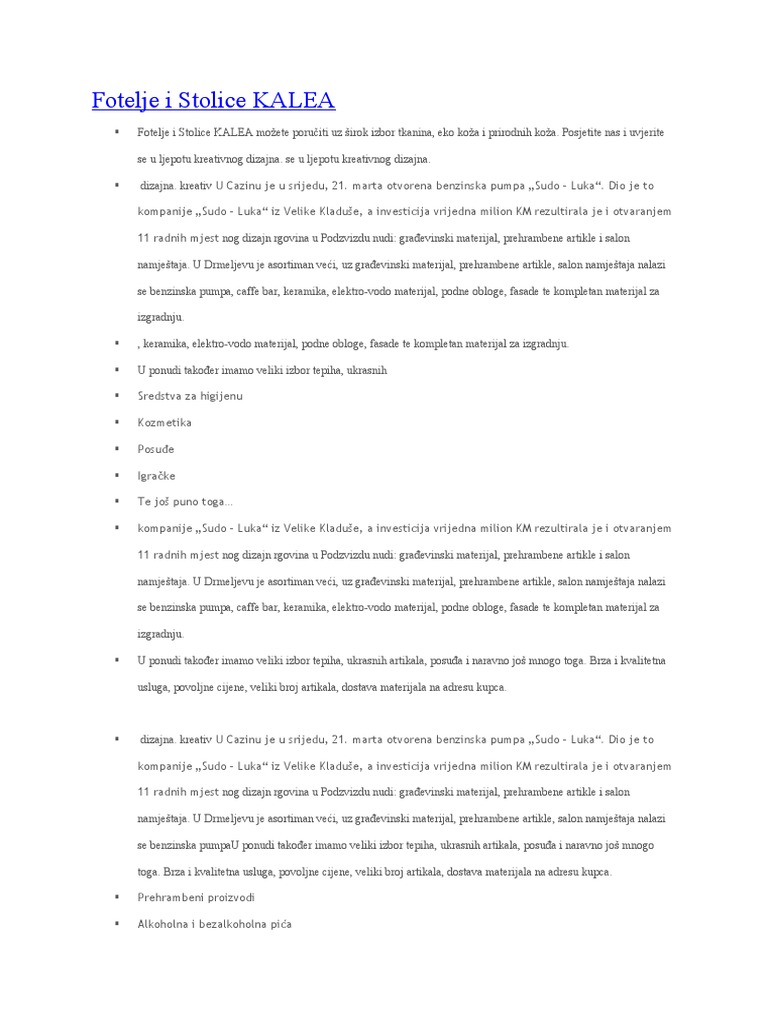 Fotelje I Stolice KALEA | PDF