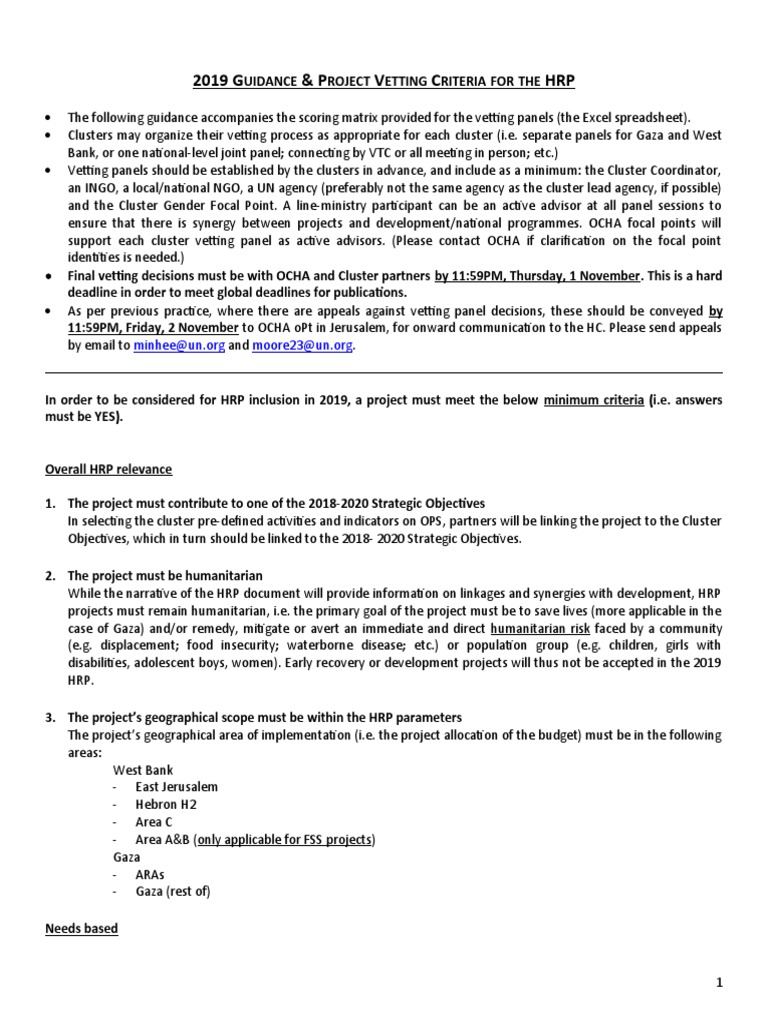 3 2018 09 03 Guidance-Criteria For 2019 Project Vetting | PDF | Needs ...