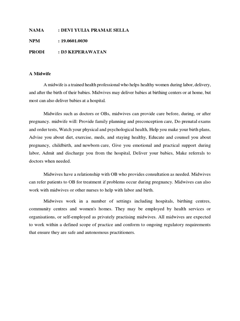 Nama: Devi Yulia Pramae Sella NPM: 19.0601.0030 Prodi: D3 Keperawatan | PDF
