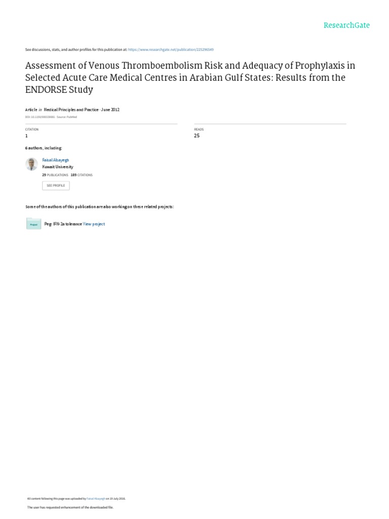 Assessment of Venous Thromboembolism Risk and Adeq PDF | PDF | Preventive Healthcare | Intensive ...