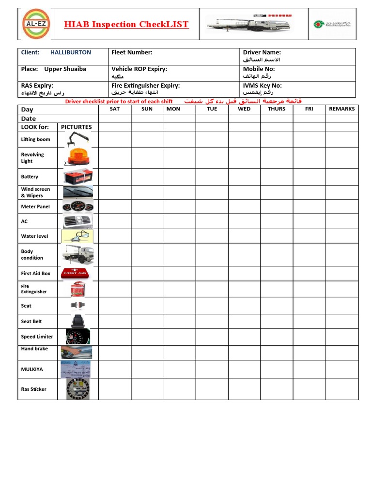 HIAB Inspection Checklist Overview | PDF
