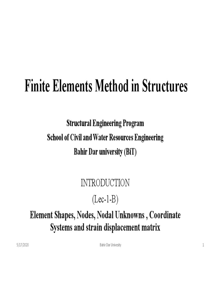 Finite Elements Method In Structures Pdf Finite Element Method