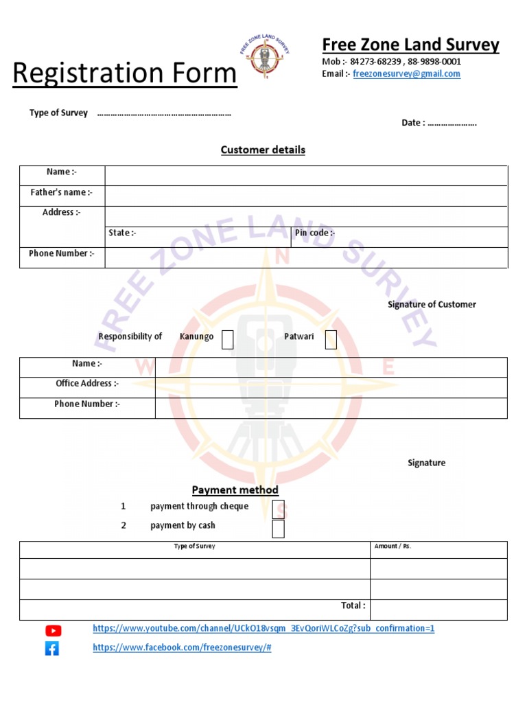 Registration Form Free Zone Land Survey | PDF