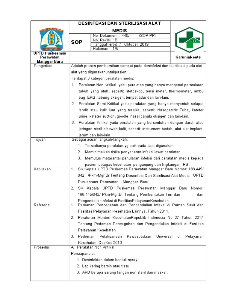Desinfeksi Dan Sterilisasi Alat Medis Ppi Sabtu | PDF