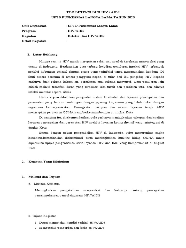 TOR Deteksi HIV AIDS | PDF