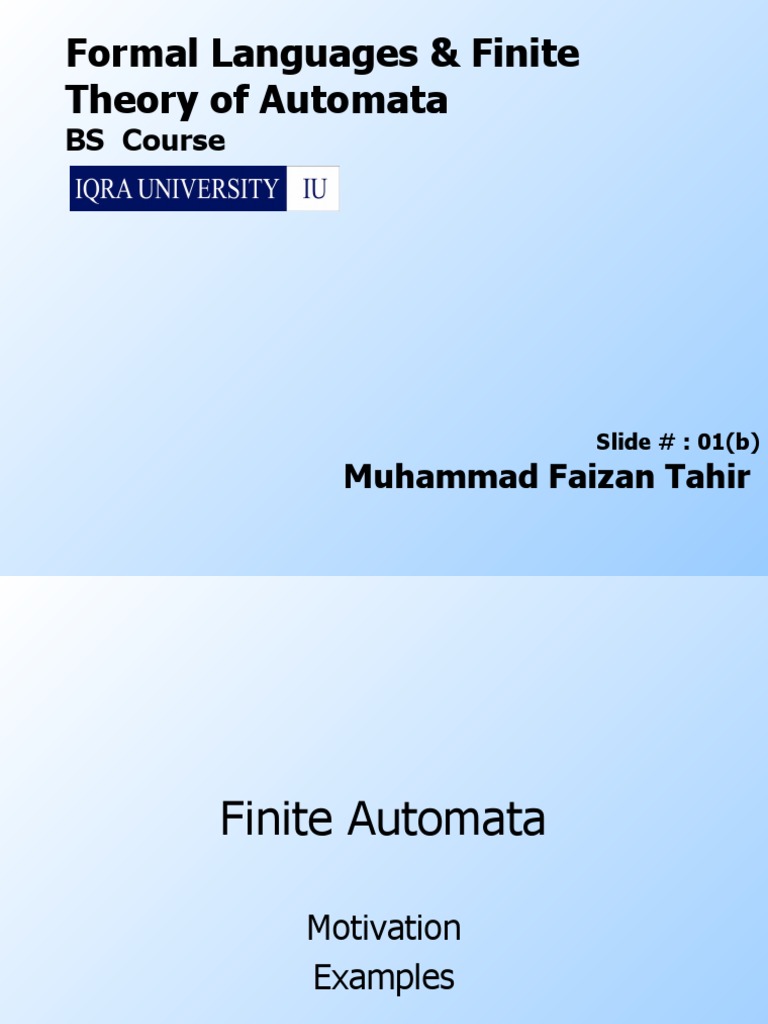 Formal Languages & Finite Theory of Automata: BS Course | Download Free PDF | String (Computer ...