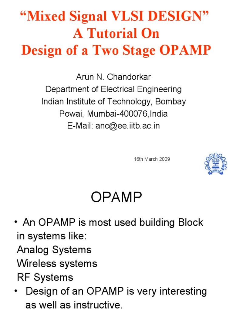 OPAMP Design Tutorial IEP Goa 16 3 2009 | PDF