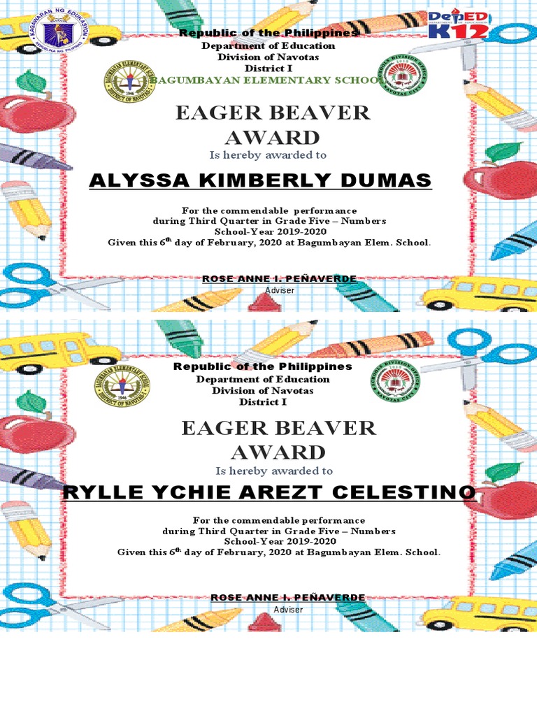 EAGER BEAVER of Award | PDF