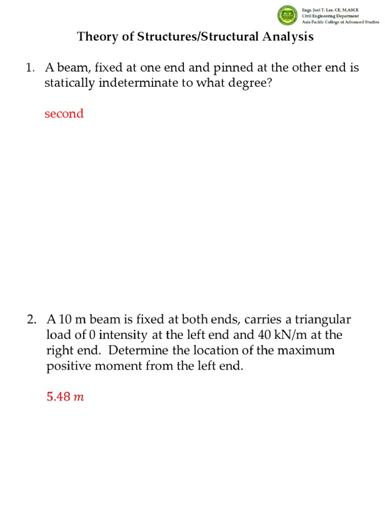 Structural Analysis Problems | PDF