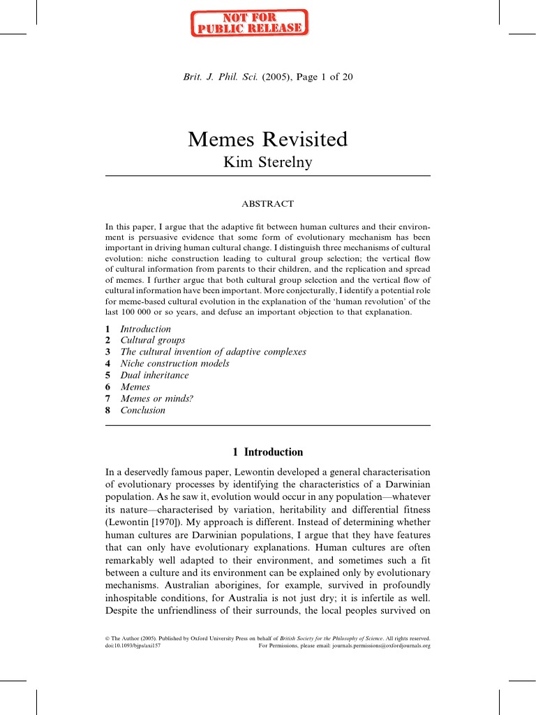Memes Revisited PDF | PDF | Meme | Natural Selection
