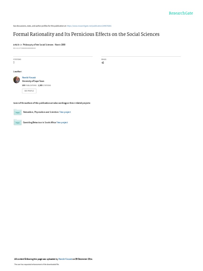 Formal Rationality and Its Pernicious Effects On T | PDF | Statistical ...