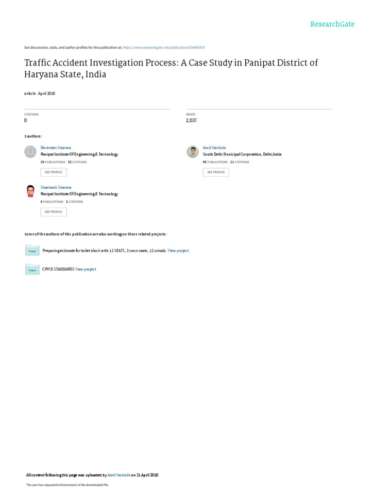 Traffic Accident Investigation Process: A Case Study in Panipat ...