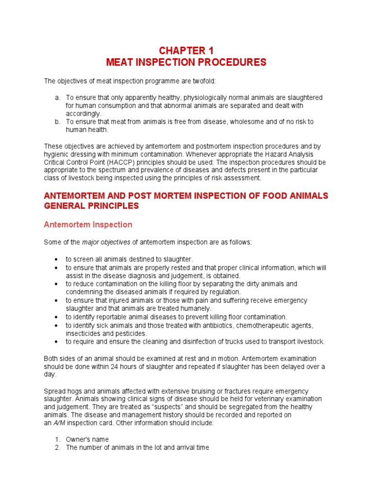 Meat Inspection Procedures Overview | PDF | Liver | Anatomy