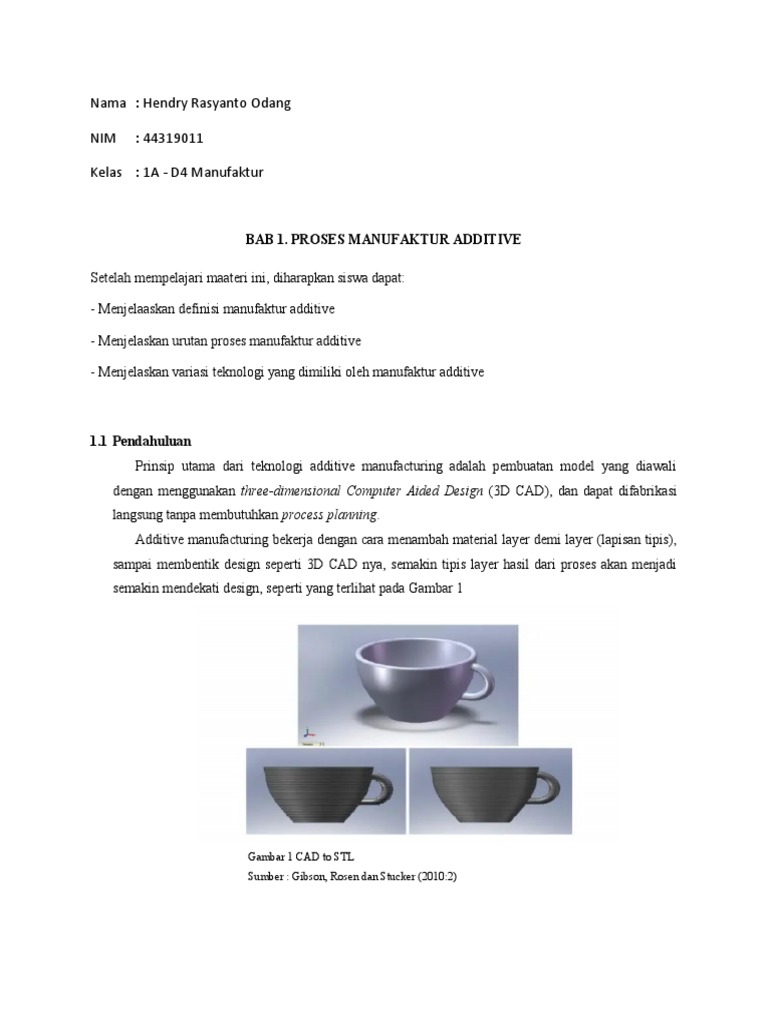 Proses Manufaktur Additive dan Teknologinya | PDF