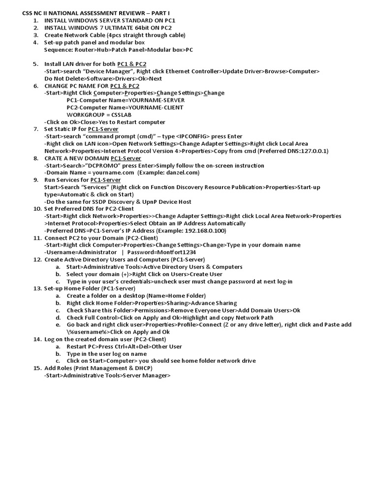 Css NC Ii National Assessment Reviewr - Part I | PDF | Ip Address | Computer Network