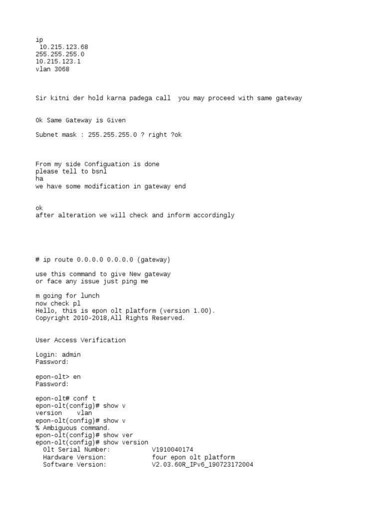 Olt Config | PDF | Network Protocols | Communications Protocols