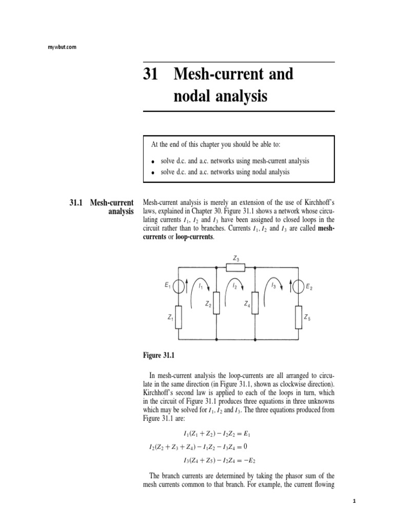31 Mesh-Current and Nodal Analysis | PDF | Electrical Network | Electronic Engineering