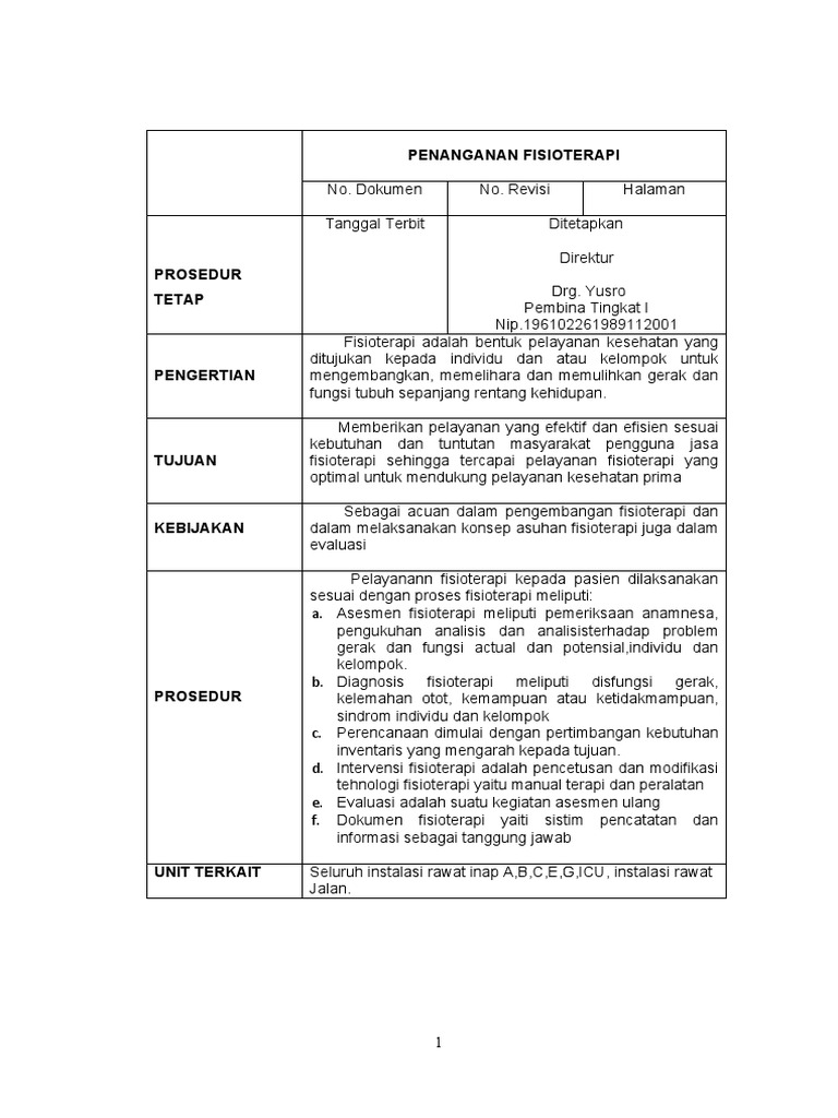 Sop Fisioterapi | PDF