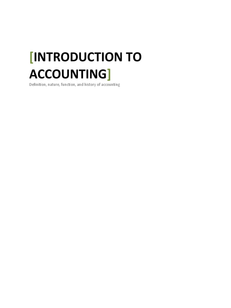 Introduction To Accounting | PDF