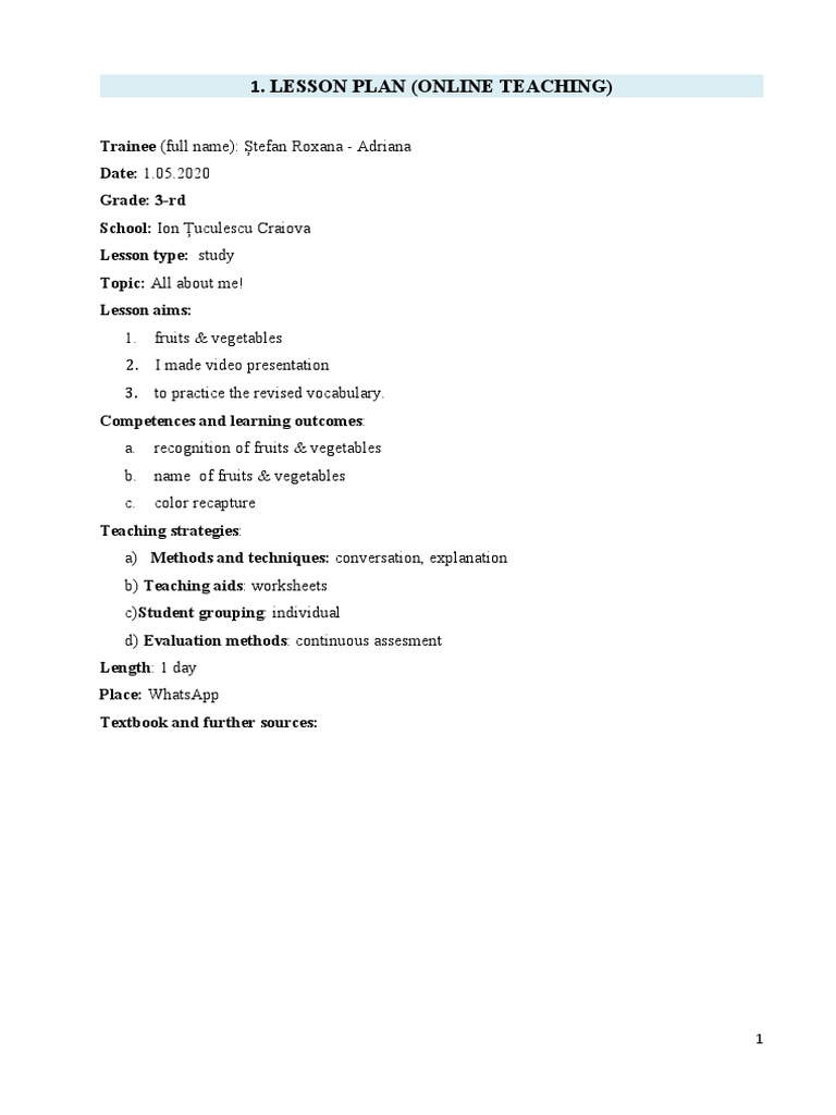 Lesson Plan Online | PDF | Lesson Plan | Teachers